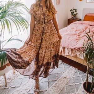 Dresses | Boho Floral Print Button Drawstring Waist Dress | Poshmark